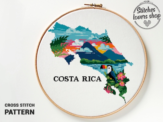 Costa Rica Cross Stitch Pattern Counted Xstitch Modern Chart | Etsy