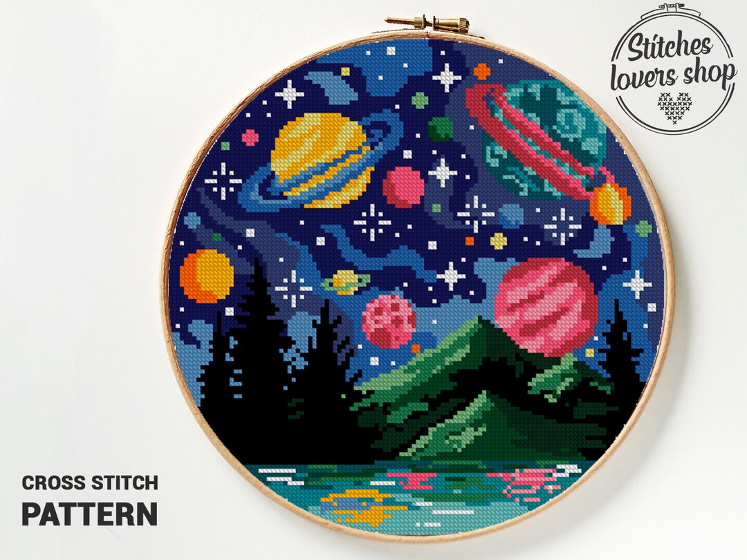 Planets Cross Stitch Pattern: Modern Galaxy Embroidery (PDF) - Etsy