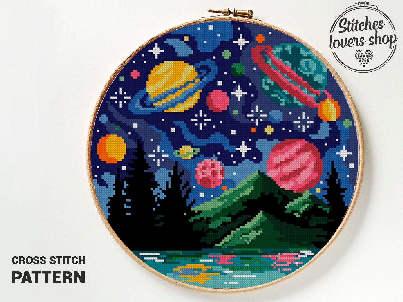 Planets Cross Stitch Pattern Chart Counted Modern Xstitch DIY | Etsy