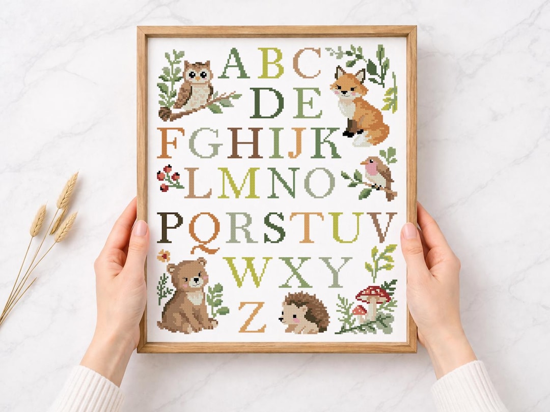Forest Animals Alphabet Cross Stitch Pattern, Woodland ABC Sampler (PDF ...