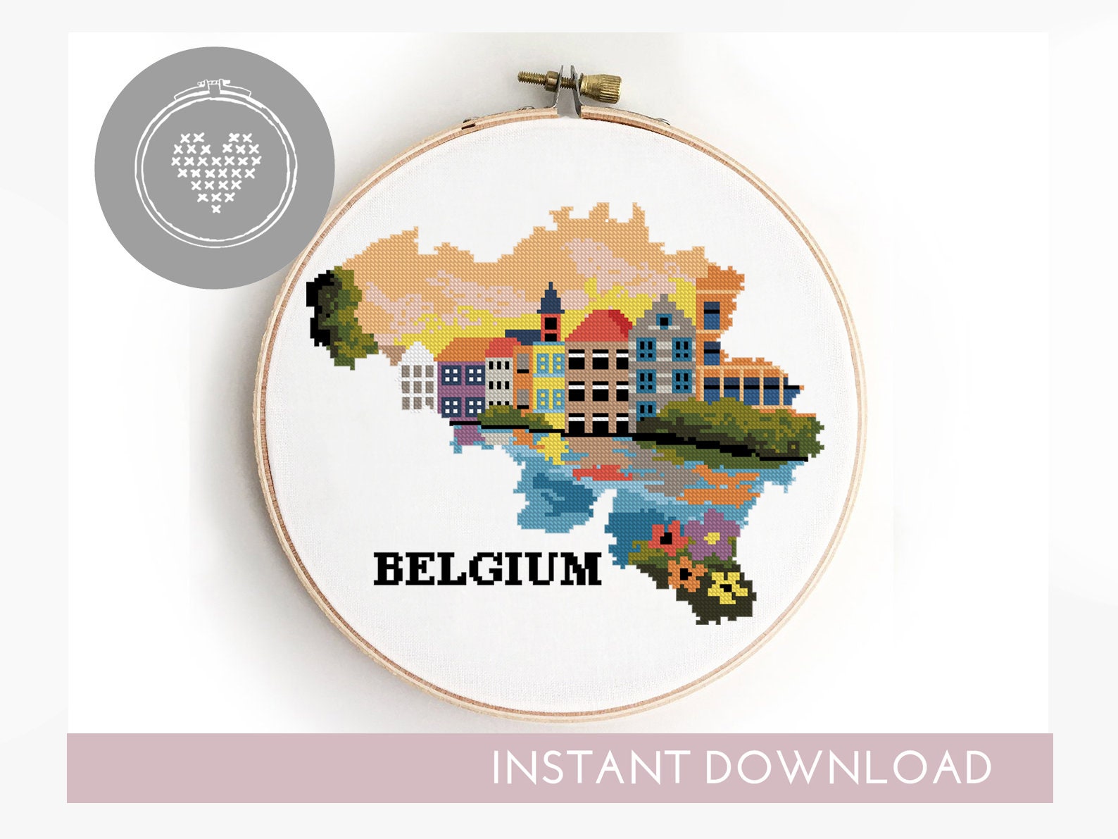 Belgium Cross Stitch Pattern: Brussels City Silhouette (PDF Pattern) - Etsy
