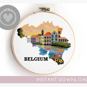 Belgium Cross Stitch Pattern: Brussels City Silhouette (PDF Pattern) - Etsy