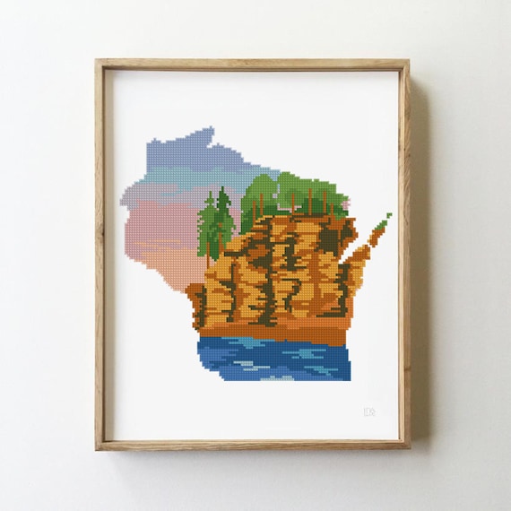 Wisconsin State Counted Cross Stitch Pattern Skyline Landscape | Etsy