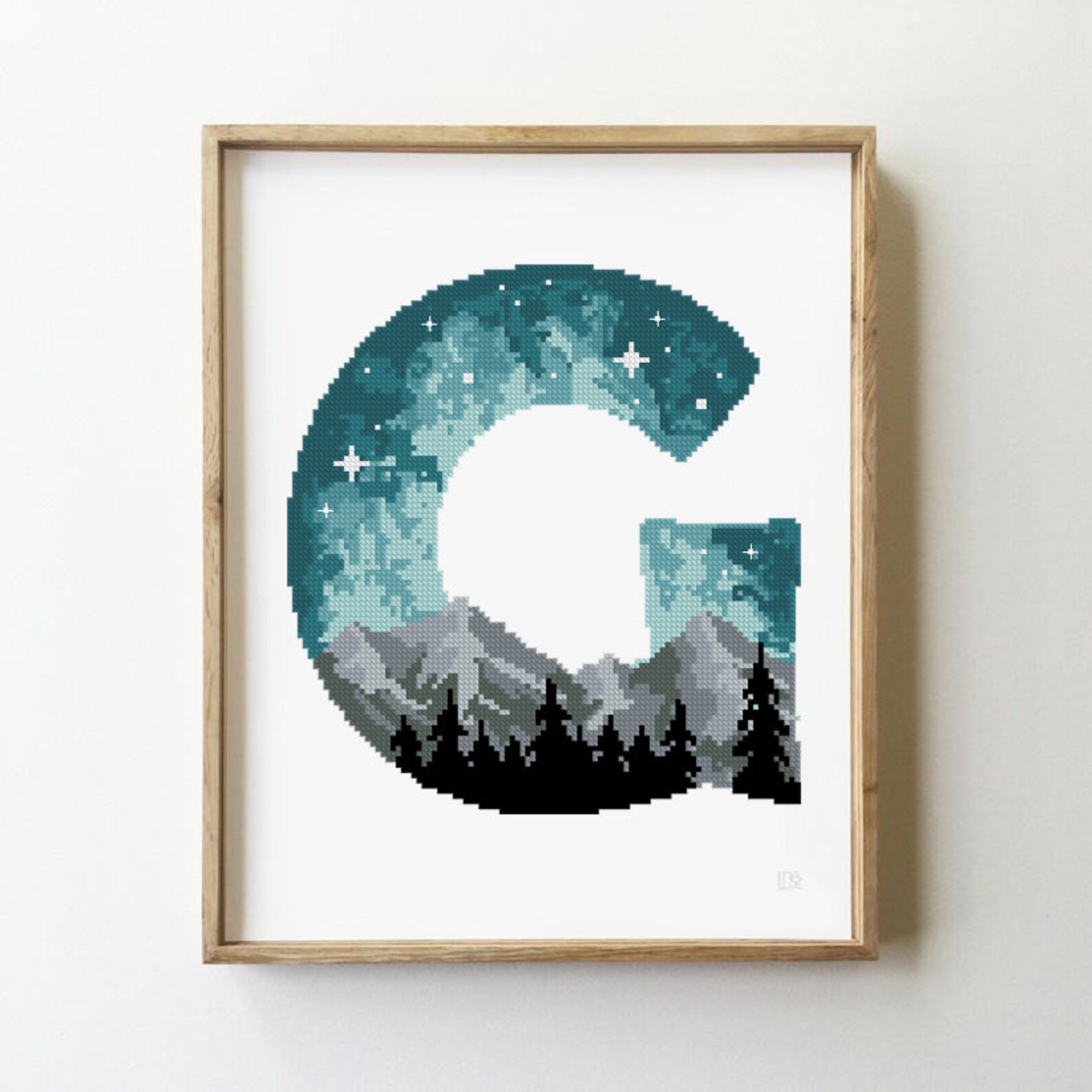 Letter G Counted Cross Stitch Pattern Monogram Night Sky | Etsy