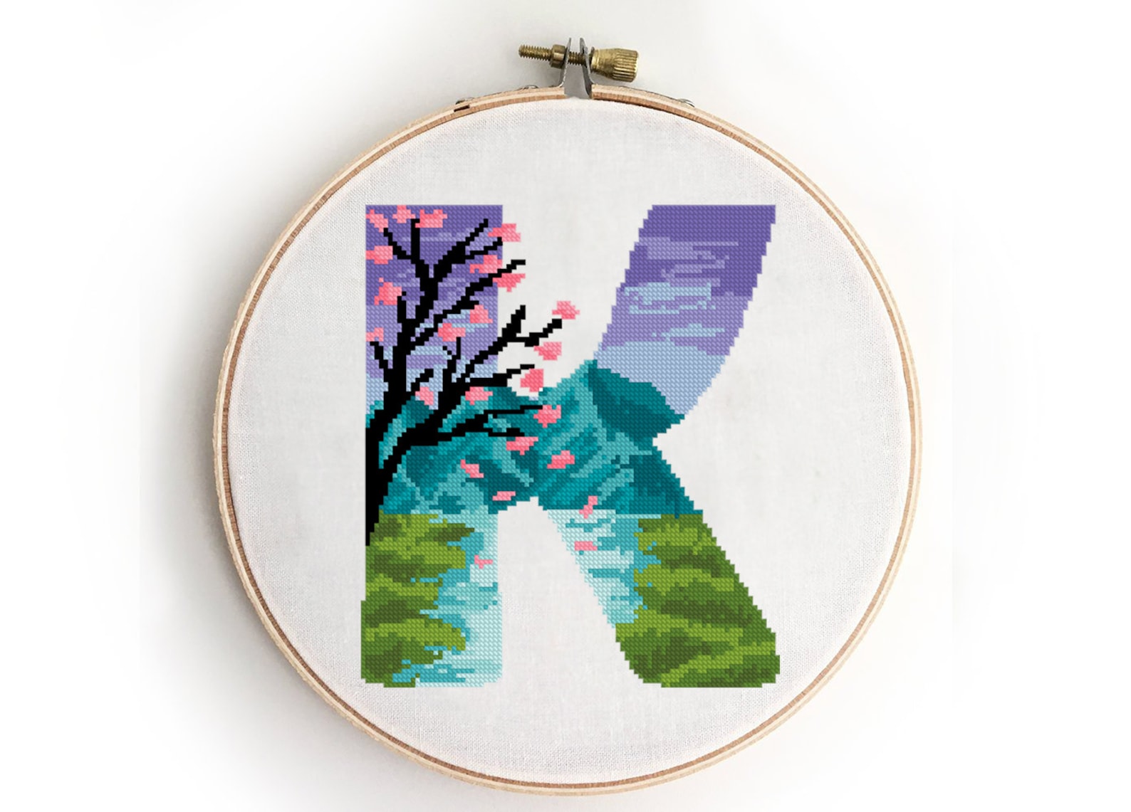 Letter K Counted Cross Stitch Pattern Monogram Night Sky - Etsy