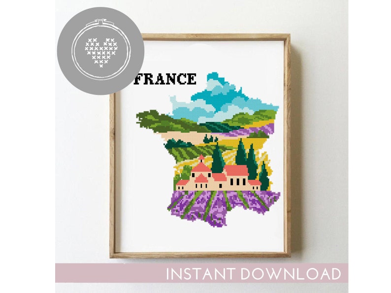 France Cross Stitch Pattern | Paris Landscape Silhouette | Nature DIY ...