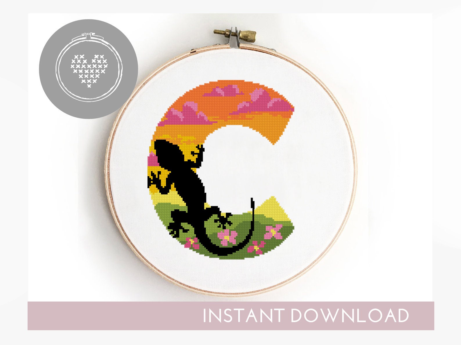 Letter C Counted Cross Stitch Pattern Monogram Night Sky - Etsy