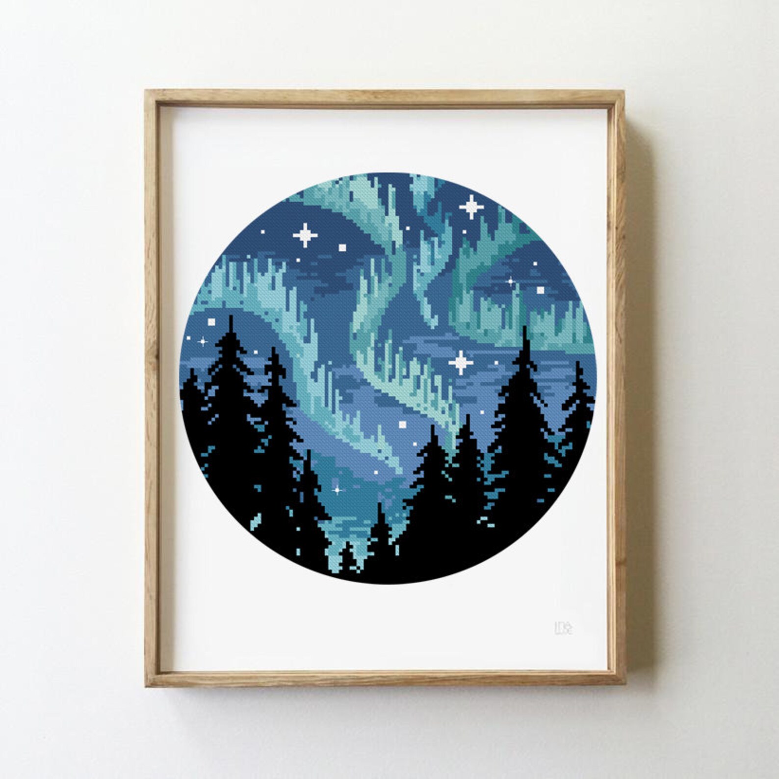 Northern Lights Cross Stitch Pattern Trees Camping Nature | Etsy