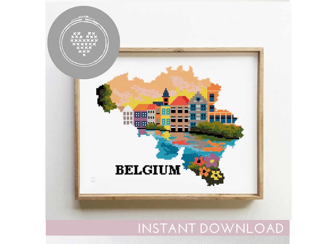 Belgium Cross Stitch Pattern: Brussels City Silhouette (PDF Pattern) - Etsy