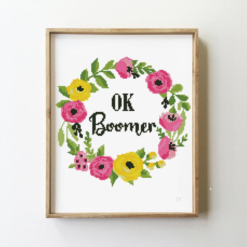 Ok Boomer Counted Cross Stitch Pattern Floral Peonies Shower - Etsy