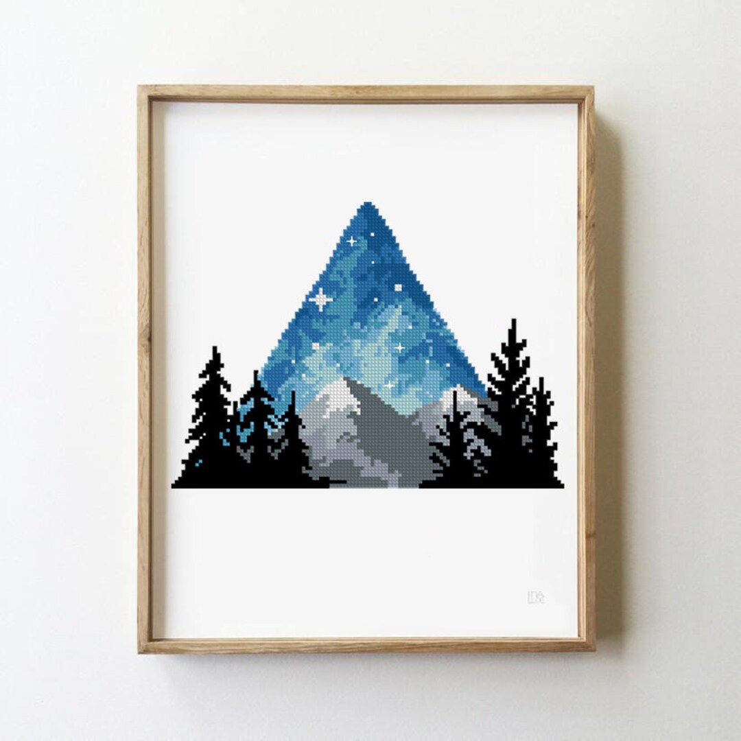 Landscape in Triangle Cross Stitch Pattern | Forest Nature Scene | Easy ...