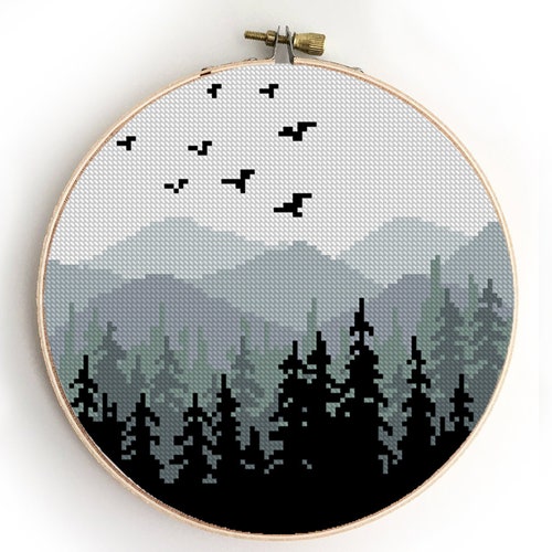 Landscape Modern Cross Stitch Pattern Nature Counted Cross | Etsy