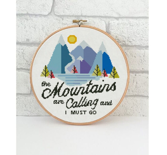 Mountains cross stitch pattern forest explorer geometric baby | Etsy