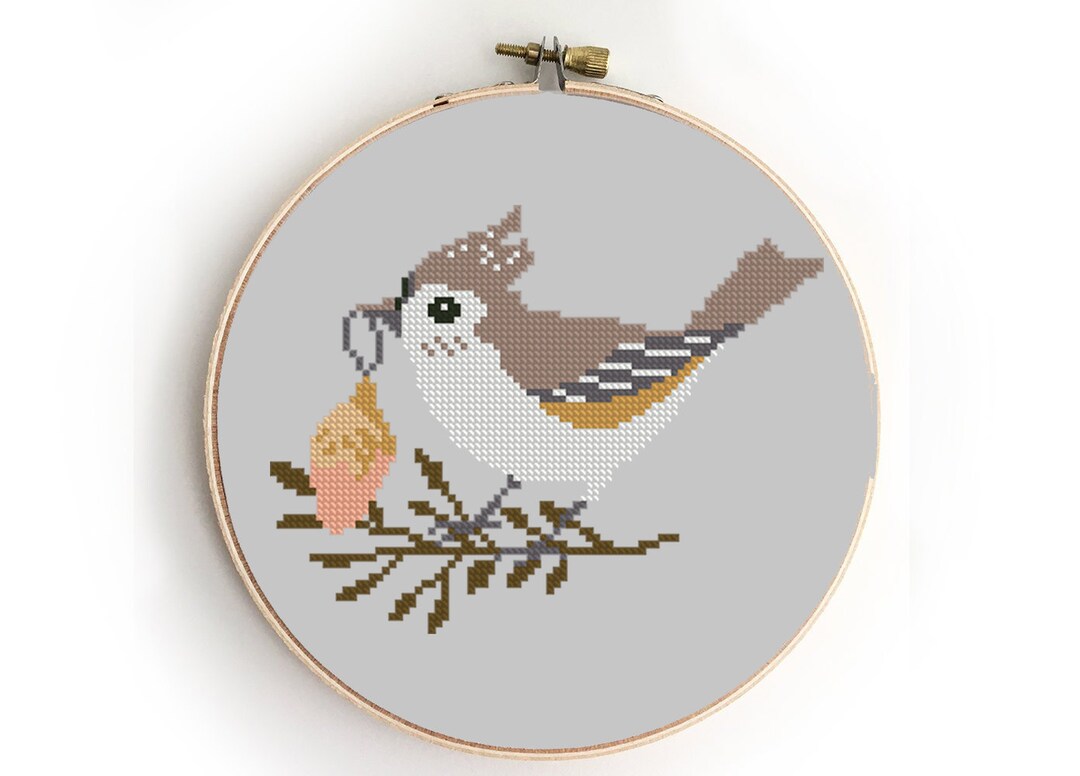 Christmas Bird Counted Cross Stitch Pattern Tree Cute Little Holidays ...