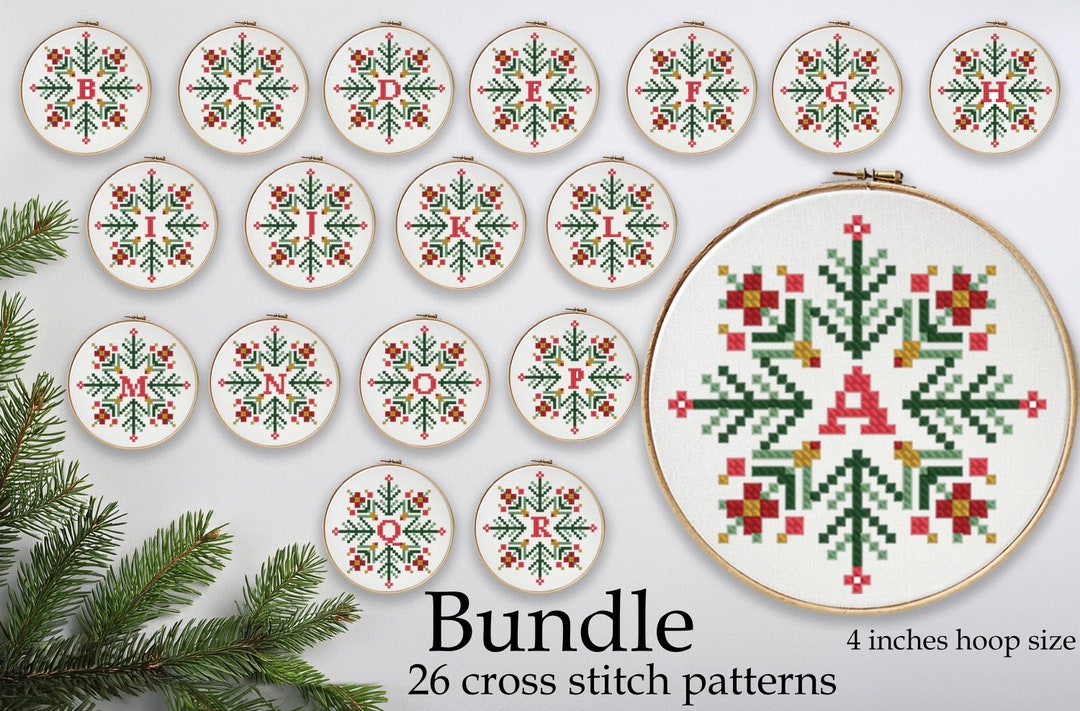 Alphabet Letters Cross Stitch Pattern | Snowflake Monogram Xstitch ...