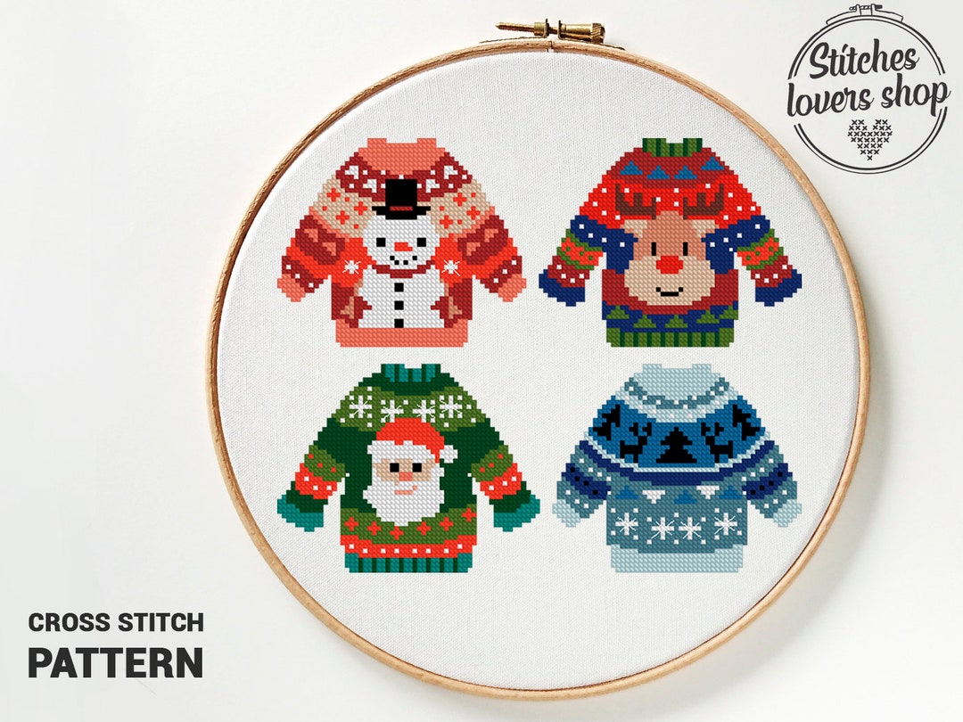 Christmas Jumpers Cross Stitch Pattern: Festive Sweaters (PDF) - Etsy