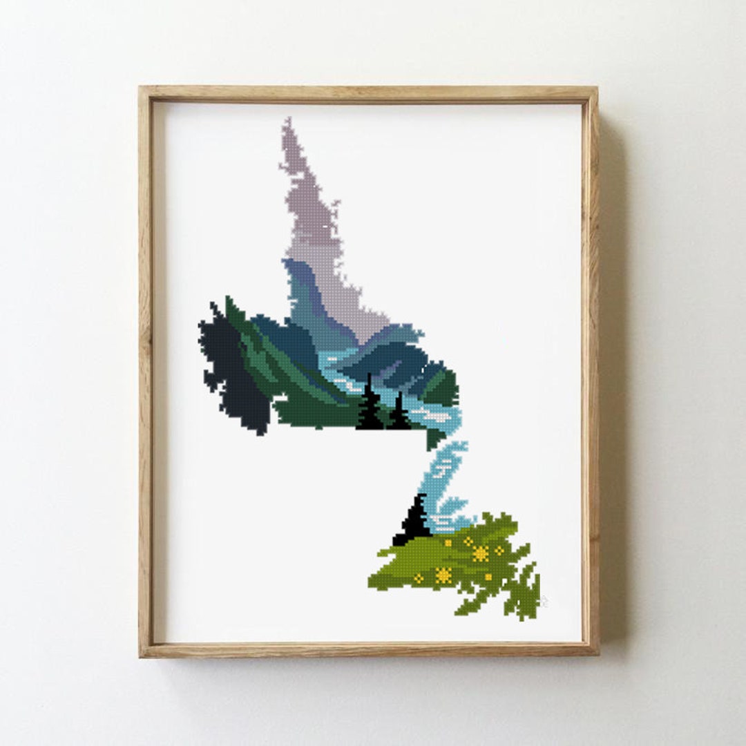 Newfoundland & Labrador Cross Stitch Pattern: Canada Silhouette (PDF ...