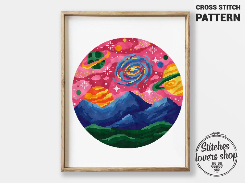 Planets Cross Stitch Pattern Chart Counted Modern Xstitch DIY - Etsy
