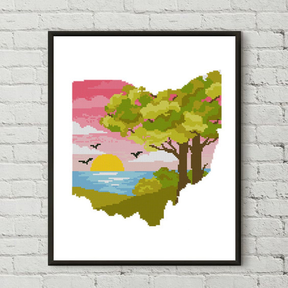 Ohio State Cross Stitch Pattern Skyline Landscape USA Starry | Etsy