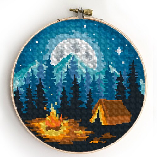 Nature Cross Stitch Pattern PDF Landscape Modern Cross Stitch | Etsy