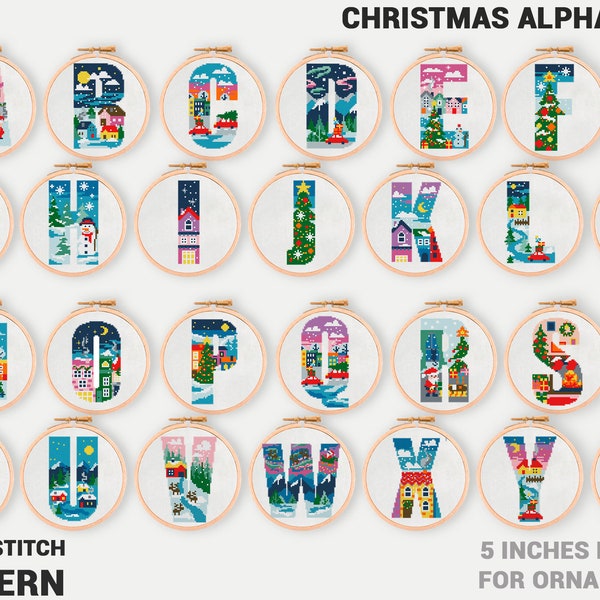 Christmas Alphabet Cross Stitch Pattern - Etsy