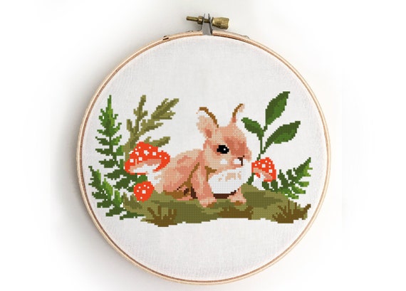 Bunny Counted Cross Stitch Pattern Nursery Decor Forest Animal | Etsy