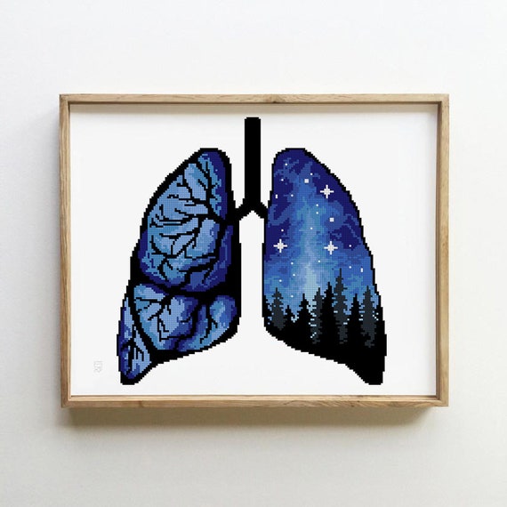 Landscape in Lungs Counted Cross Stitch Pattern Anatomy | Etsy