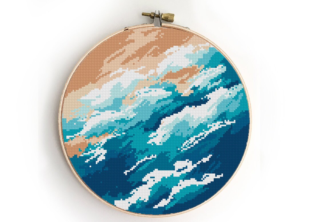 Sea Counted Cross Stitch Pattern Nature Landscape Ocean Water Beach ...