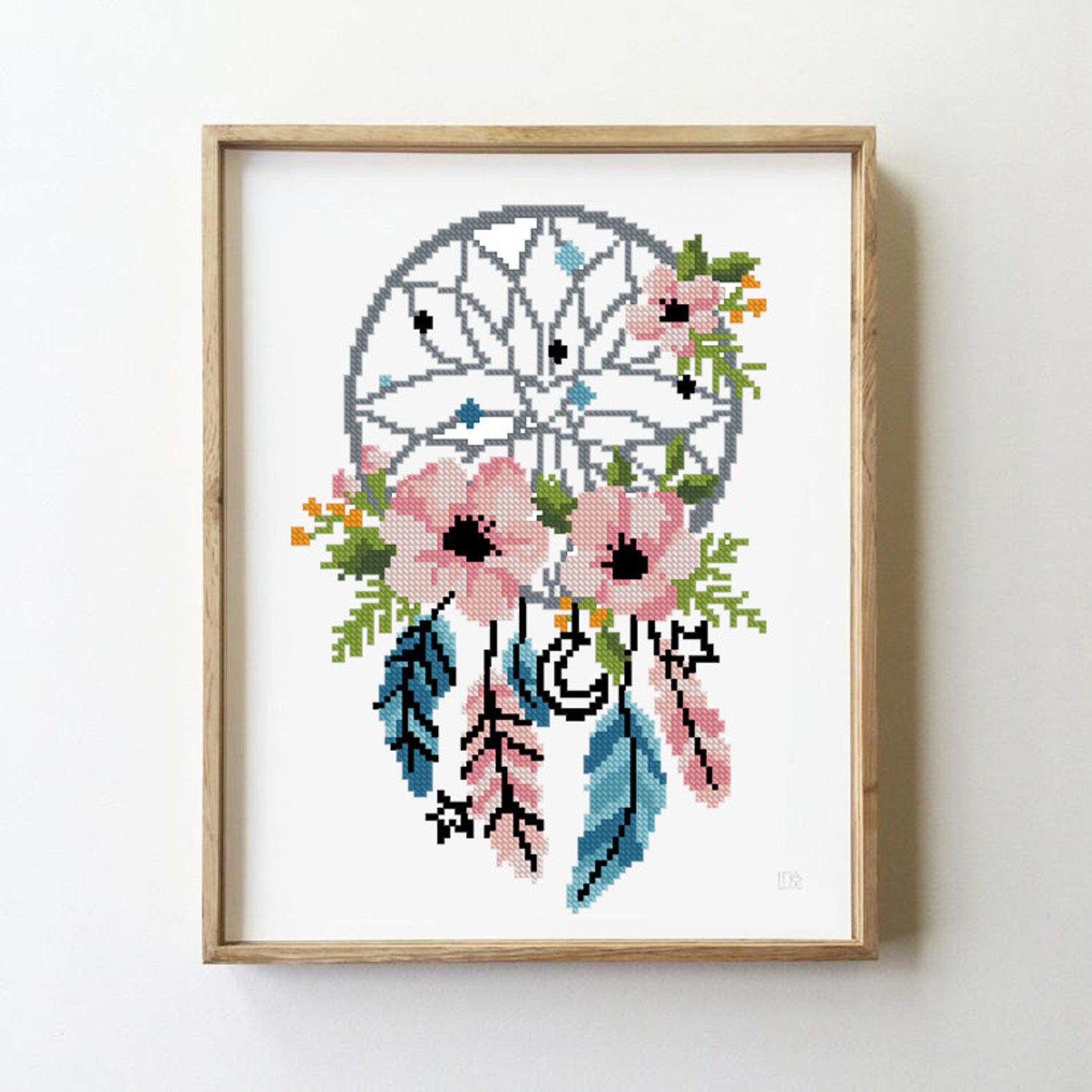 Floral Dream Catcher Counted Cross Stitch Pattern Flowers - Etsy