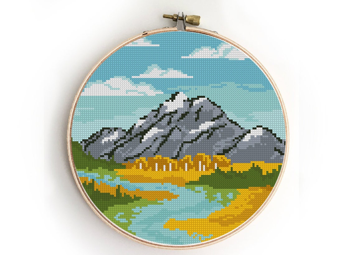Landscape Cross Stitch Pattern River Nature Mountains Easy | Etsy