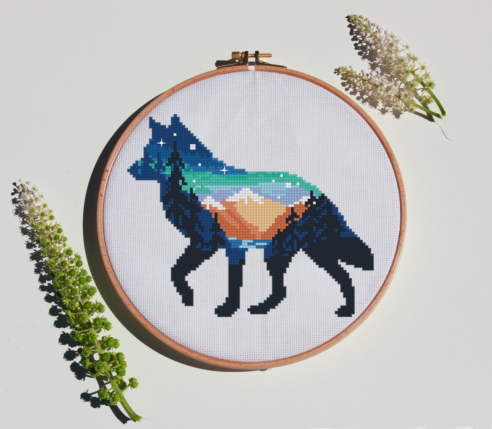 Animals Set Counted Cross Stitch Pattern Deer Bear Wolf Woodland Forest ...