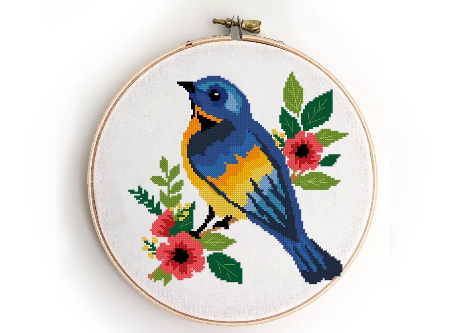 Set of 4 birds on branch with flowers counted cross stitch | Etsy