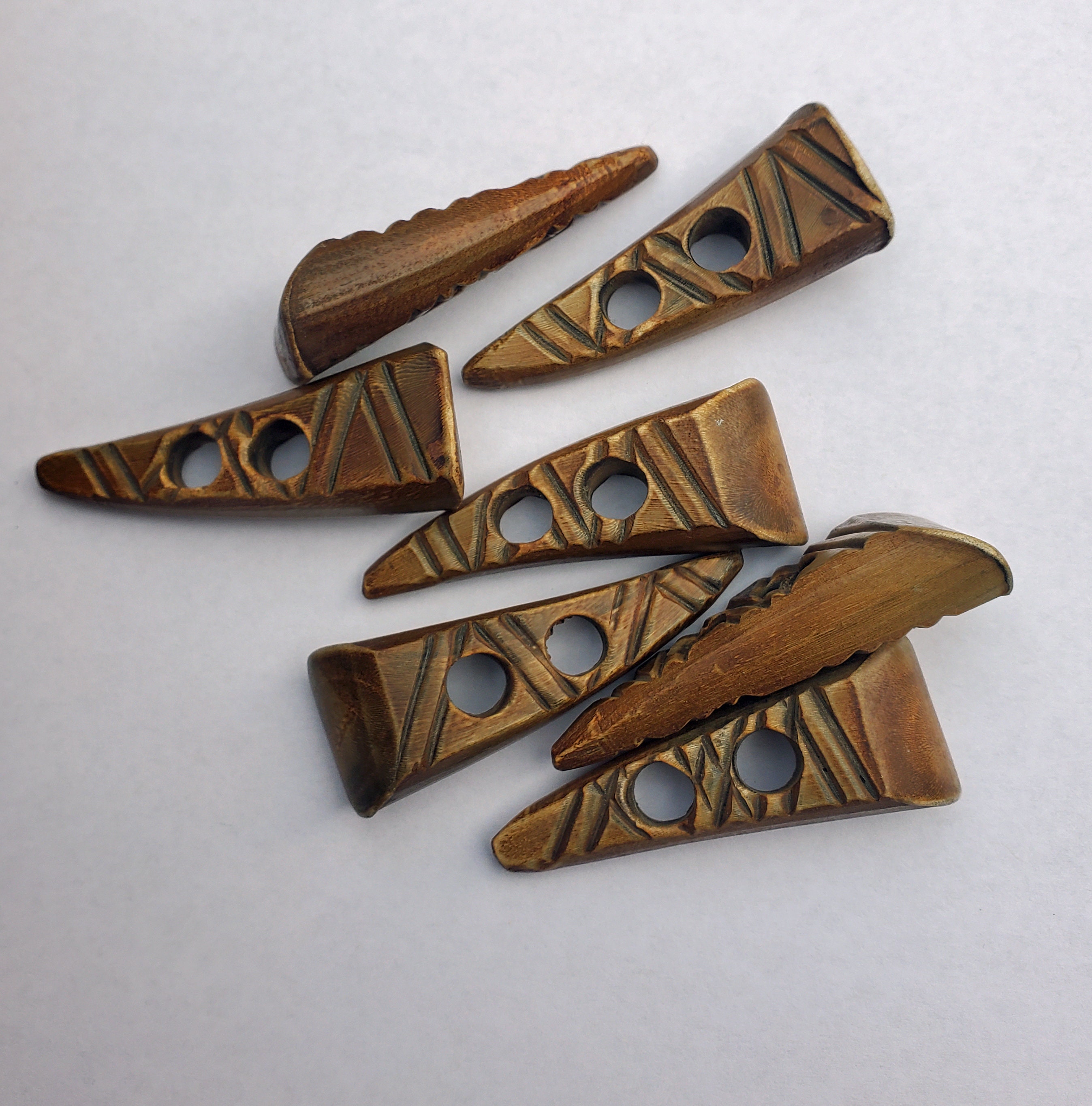 FREE First Class Shipping Real Bone Toggle Button With Etched - Etsy