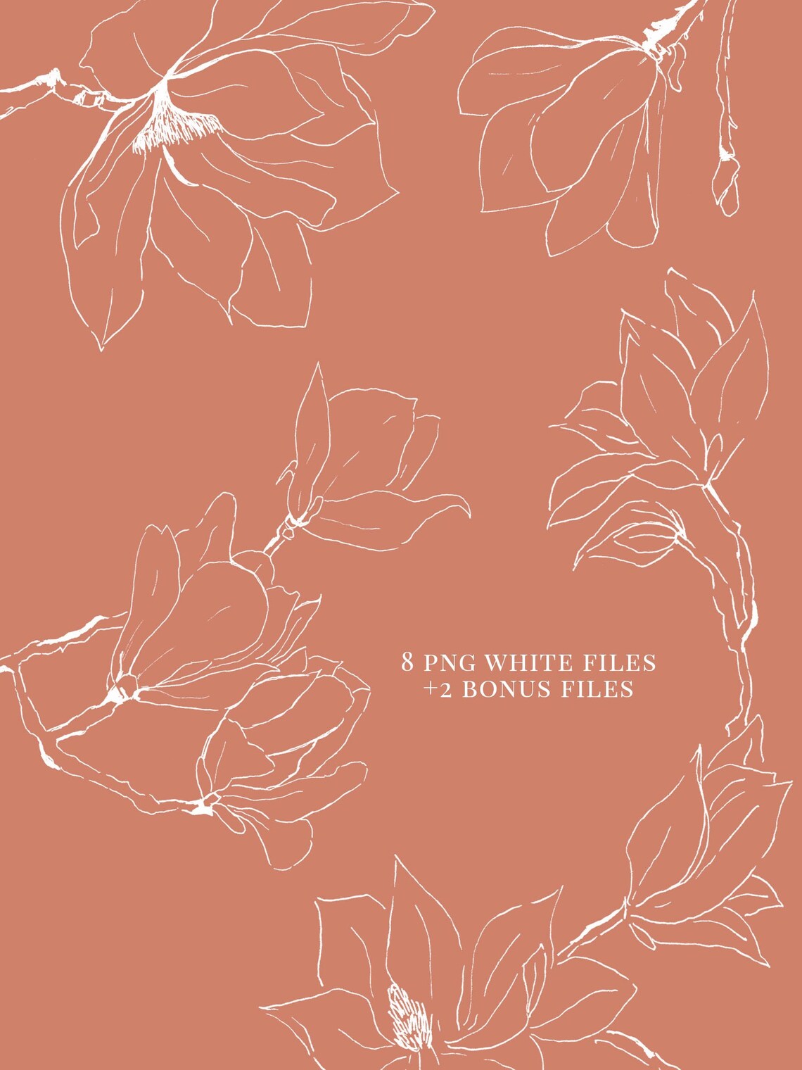 Magnolia Fine Line Clipart Hand Drawn Fine Art Graphic - Etsy