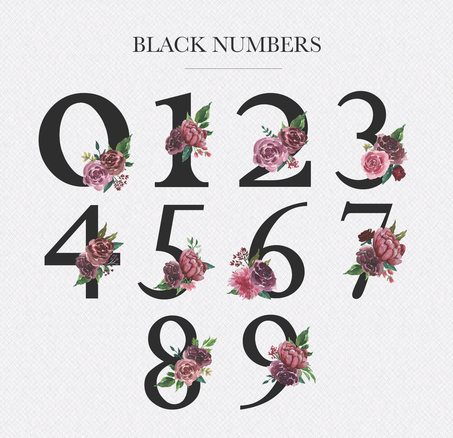 Watercolor Floral Numbers Gold Numbers Floral Numbers Monogram Letters ...