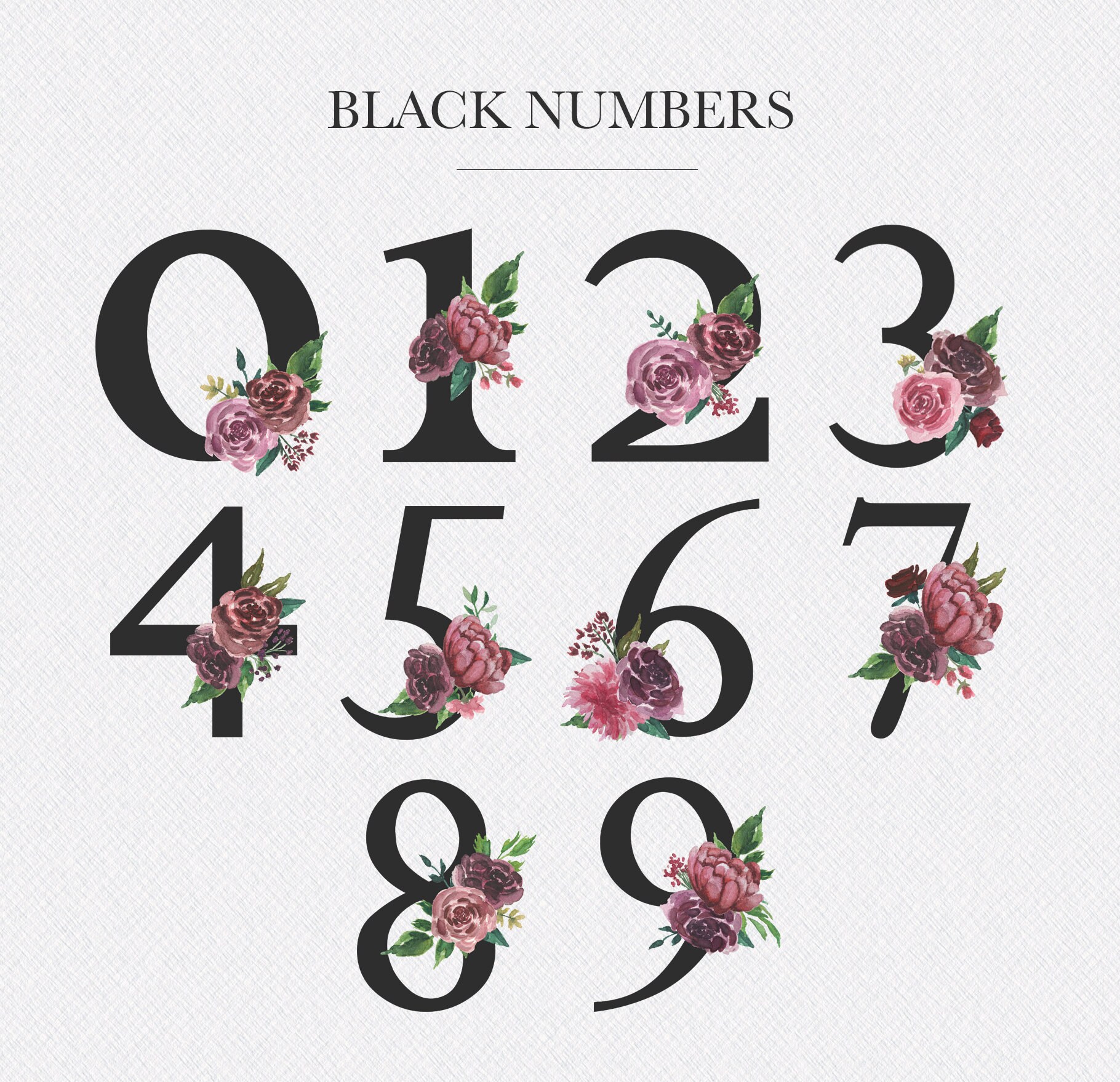 Watercolor Floral Numbers Gold Numbers Floral Numbers Monogram Letters ...