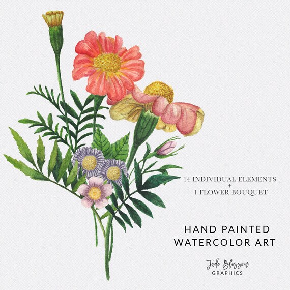 Hand Painted Watercolour Floral Clipart Vintage Flowers | Etsy