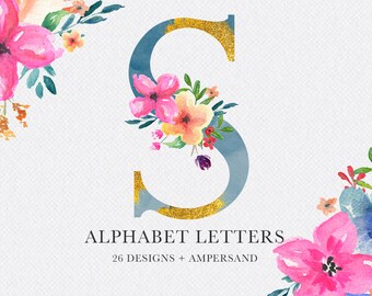 Boho Alphabet Boho Wedding Watercolor Wedding Monogram - Etsy