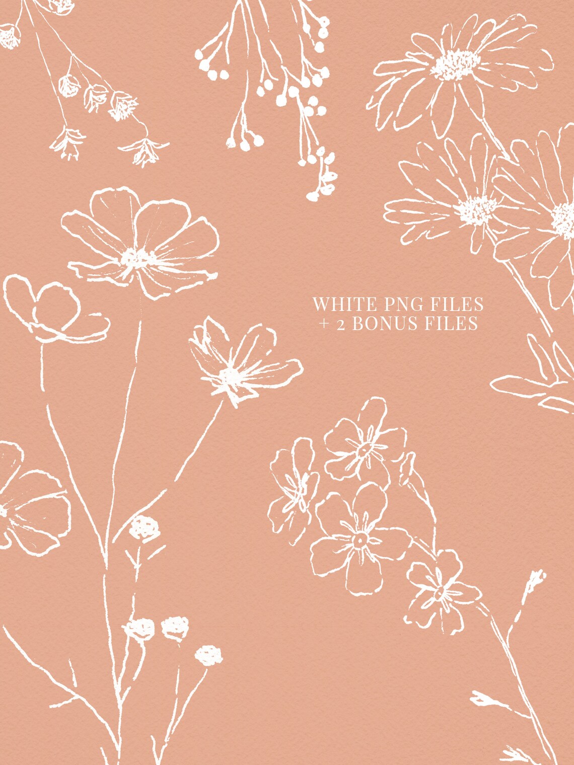 Wild Flowers Fine Line Clipart Hand Drawn Fine Art Graphic | Etsy