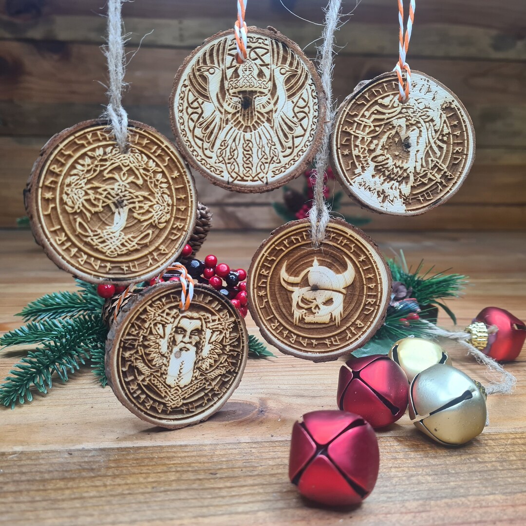 Viking Yule Christmas Tree Wood Log Decoration Ornament Set of 5 - Etsy