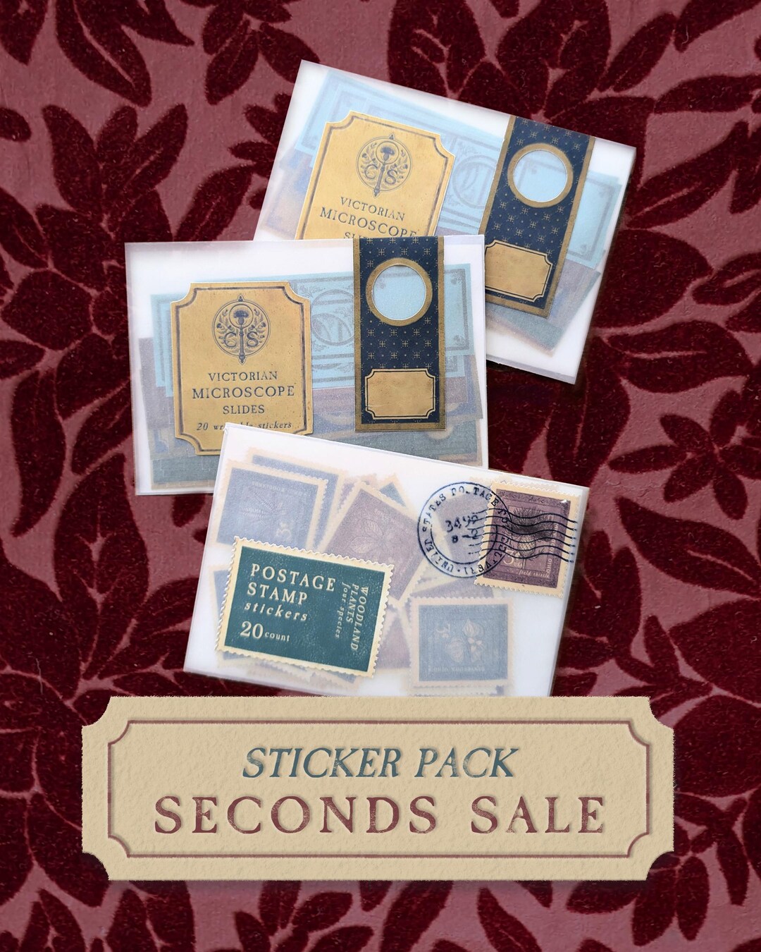 LIMITED TIME Seconds Sale - Sticker Packs - Victorian Microscope Slides ...