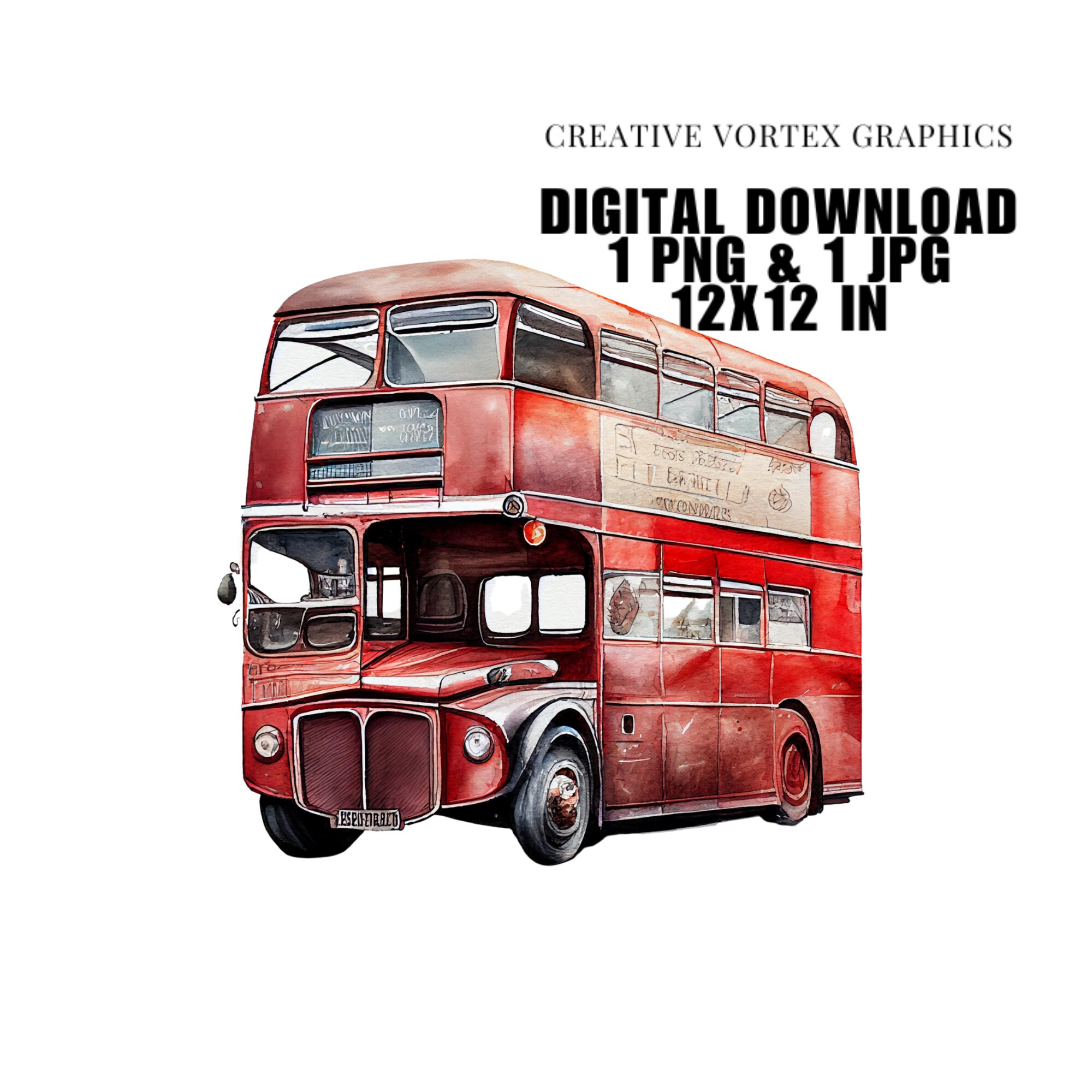 Double Decker Bus Clipart Graphic Cute Double Decker Bus - Etsy UK