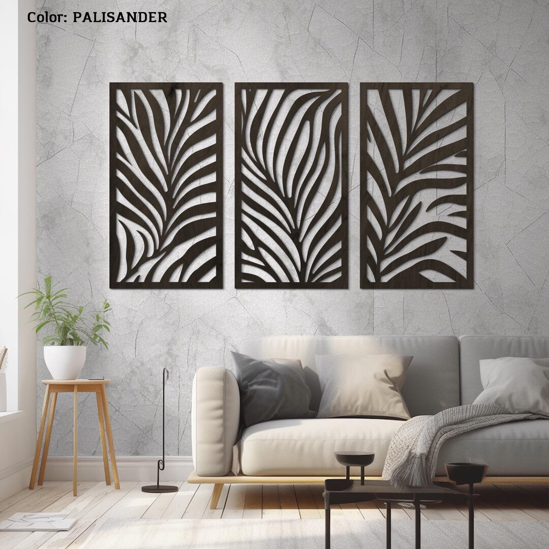 Palm Leaves Wall Panel, Tropical Leaves Wood Wall Art, Leaves Wood ...