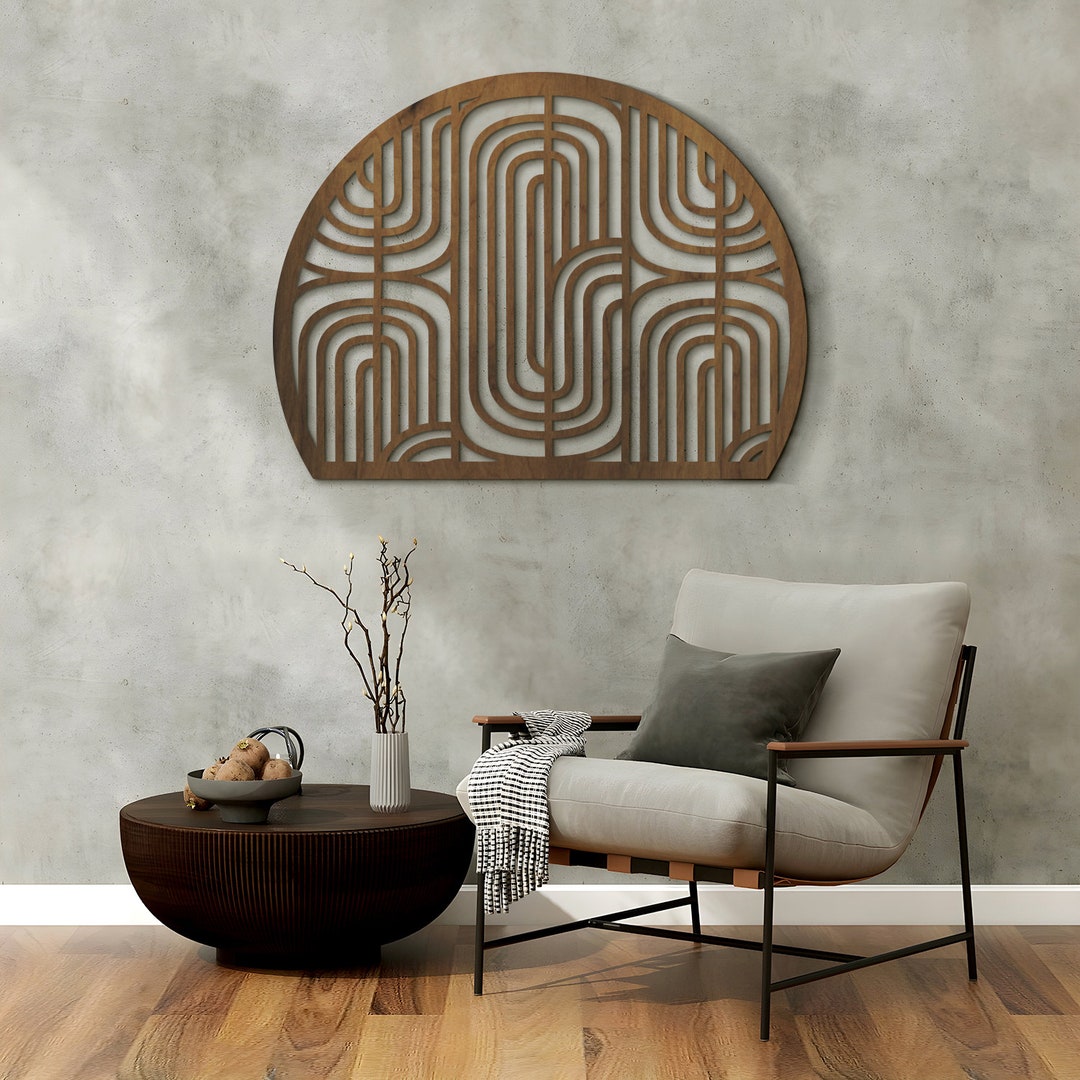 Boho Wood Wall Decor, Round Wood Wall Art, Geometric Wood Wall Art ...
