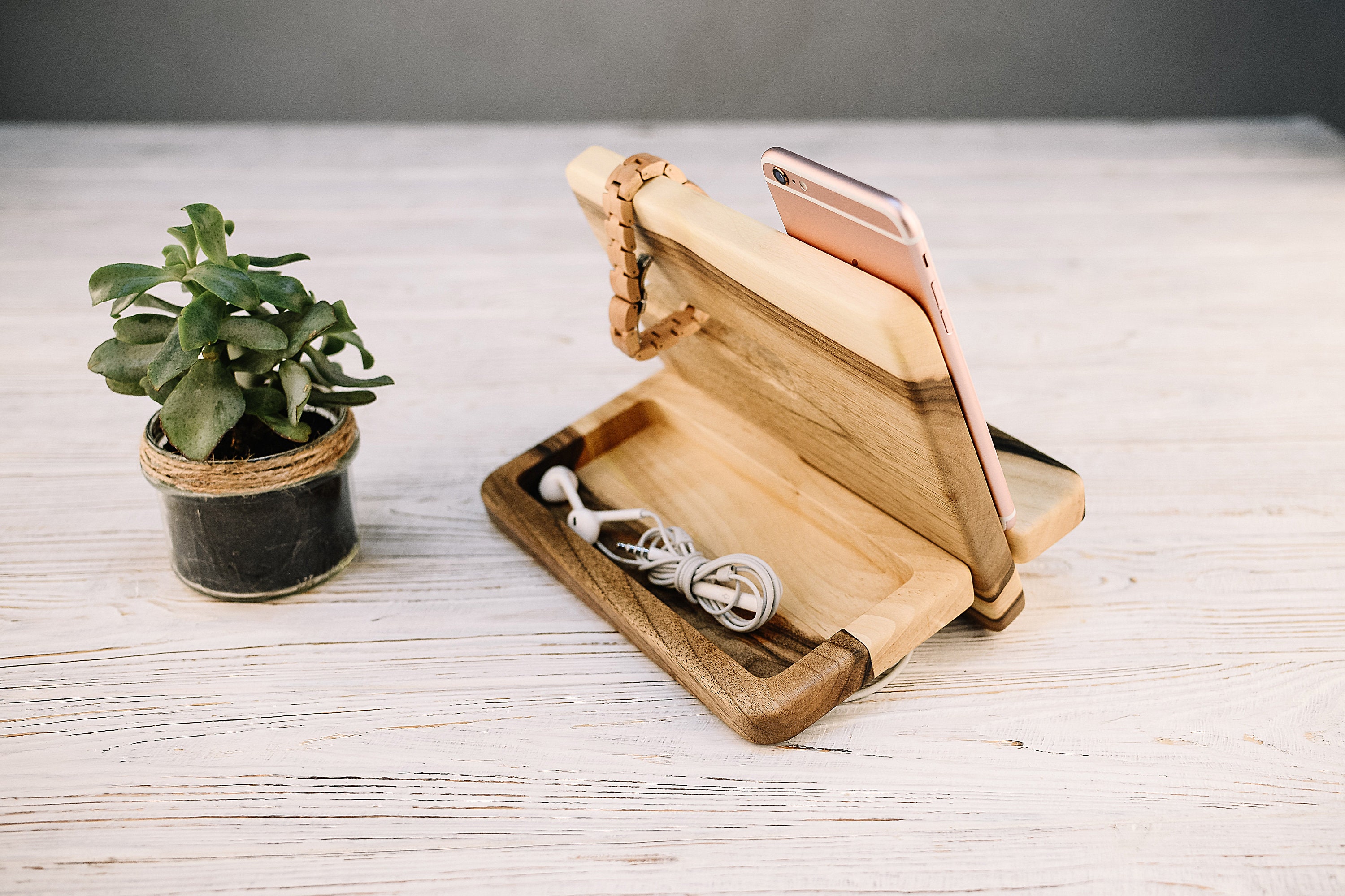 Nightstand Organizer for Men Phone Stand Wood Office Desk | Etsy
