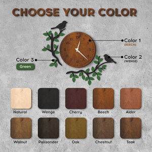 Birds Wall Clock, Birds on Branch Clock, Wooden Wall Clock, Nature Wall ...
