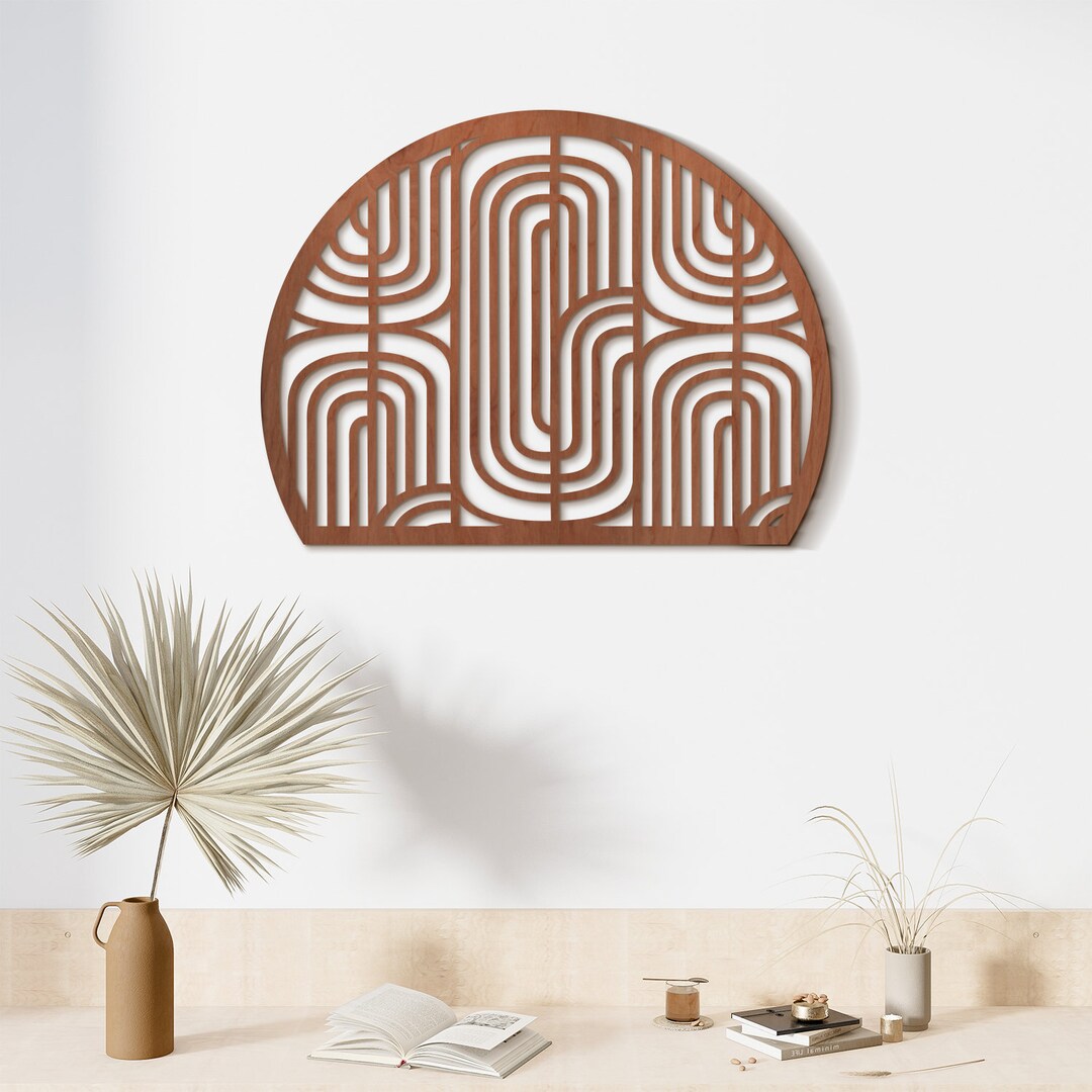 Boho Wood Wall Art, Geometric Wood Wall Decor, Mid Century Wood Wall ...