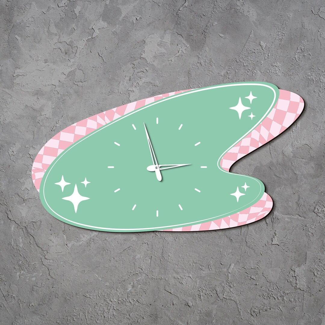 Atomic Boomerang Clock, Midcentury Modern Wall Clock, Starburst Clock ...