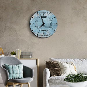 Tide Wall Clock, Ocean Tides Clock, Wave Clock, Beach Clock, Low Tide ...