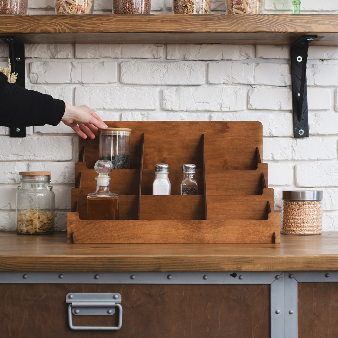 Wooden Spice Rack, Spice Stand, Spice Jar Holder, Spice Organizer ...